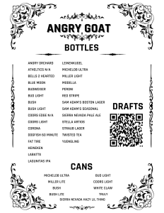 Menu | The Angry Goat